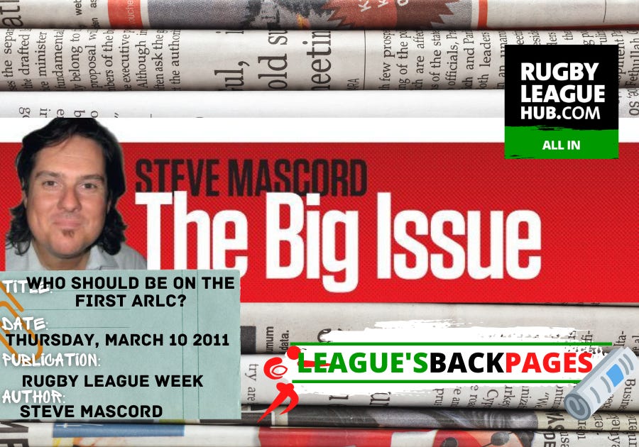 Who should be on the first ARLC? - by Steve Mascord