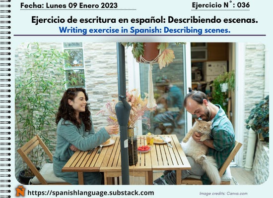 ️Spanish Writing Exercise: Describiendo escenas. (036)