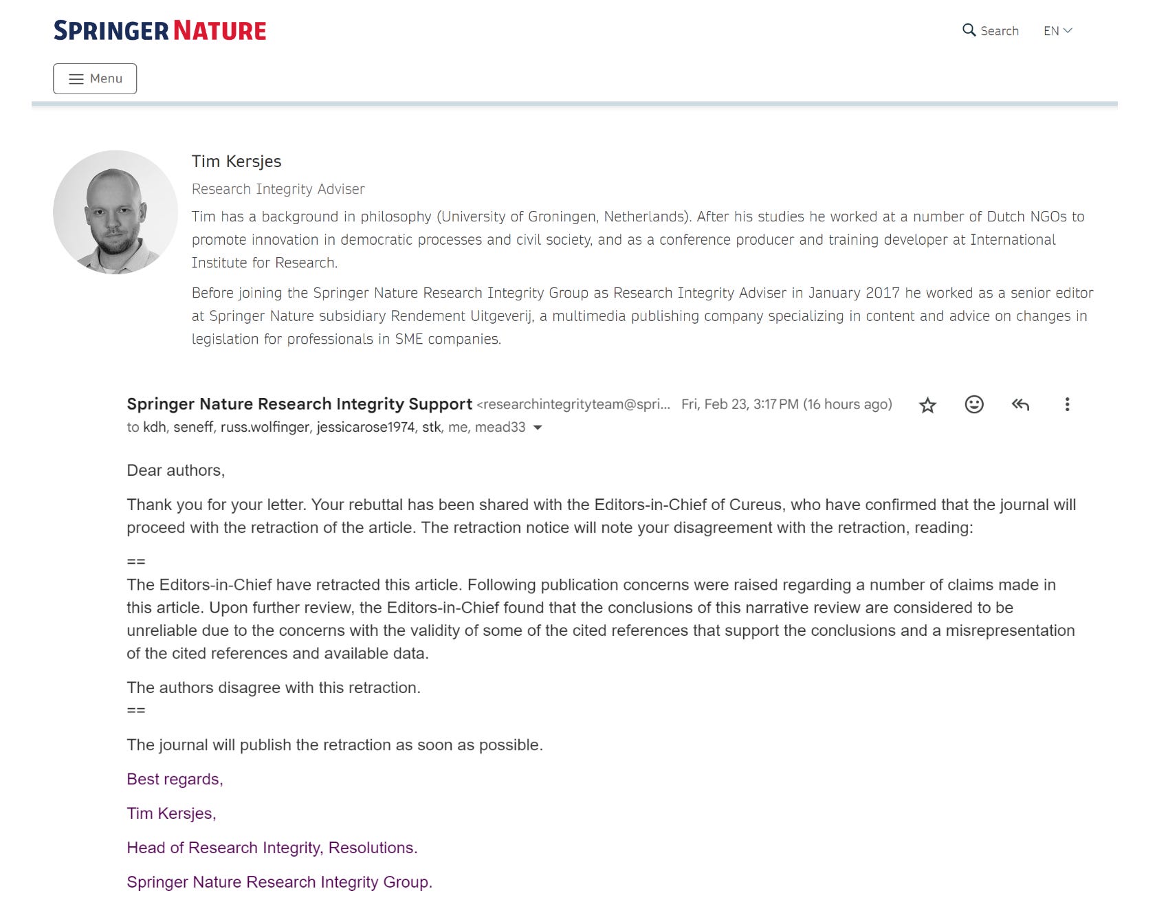 BREAKING--Springer Nature Cureus Journal of Medical Science Violates ...