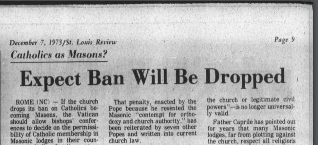 A fascinating article about Freemasons & Catholics from Pillar Catholic ...