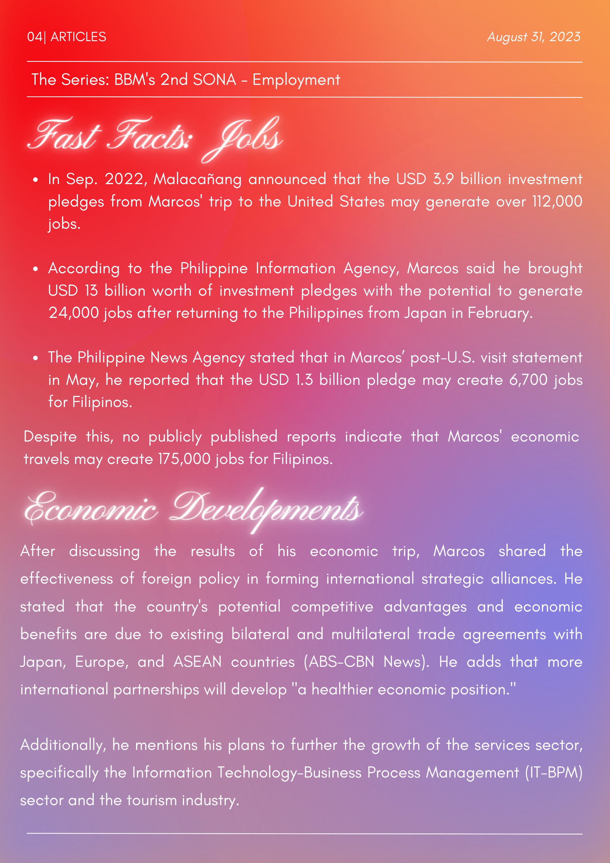 [BEYOND THE VEIL] THE BBM SERIES: BBM's SONA (Employment)