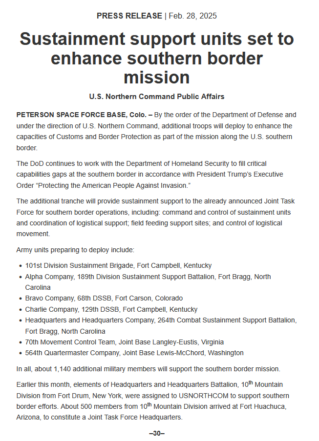 USNORTHCOM Bolsters Southern Border Security with Over 600 Additional Troops, Including ...