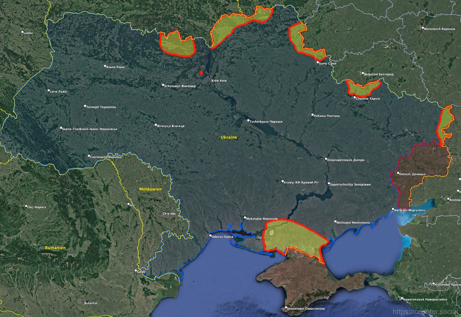 RU Strikes Continue as Sun Sets Over Ukraine - by Render64