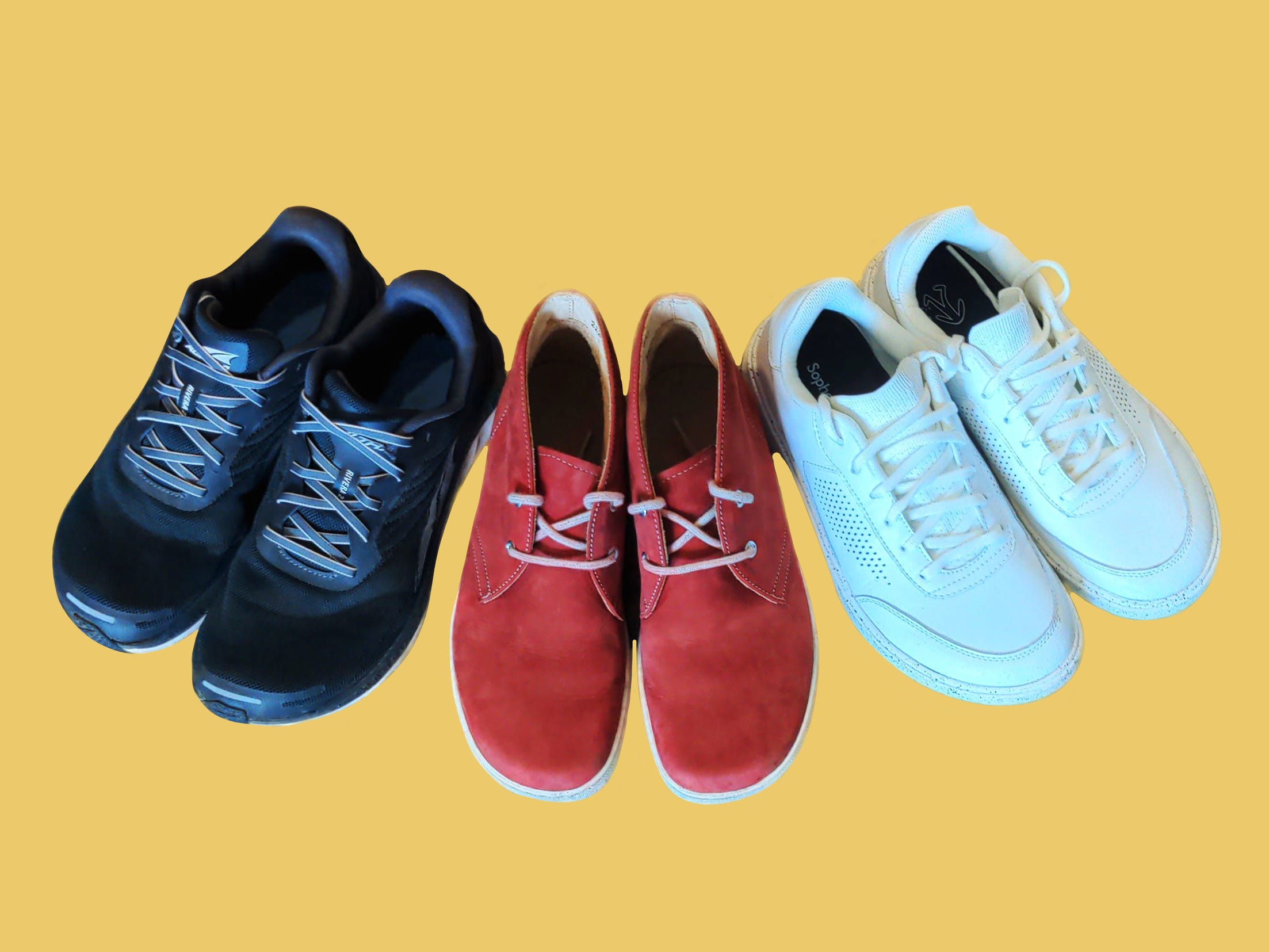 A list of zero drop shoes with a wide toe box & cushioned soles