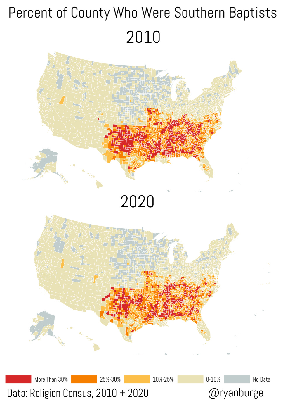 Where Did the Southern Baptist Convention Lose Ground in the Last Decade?