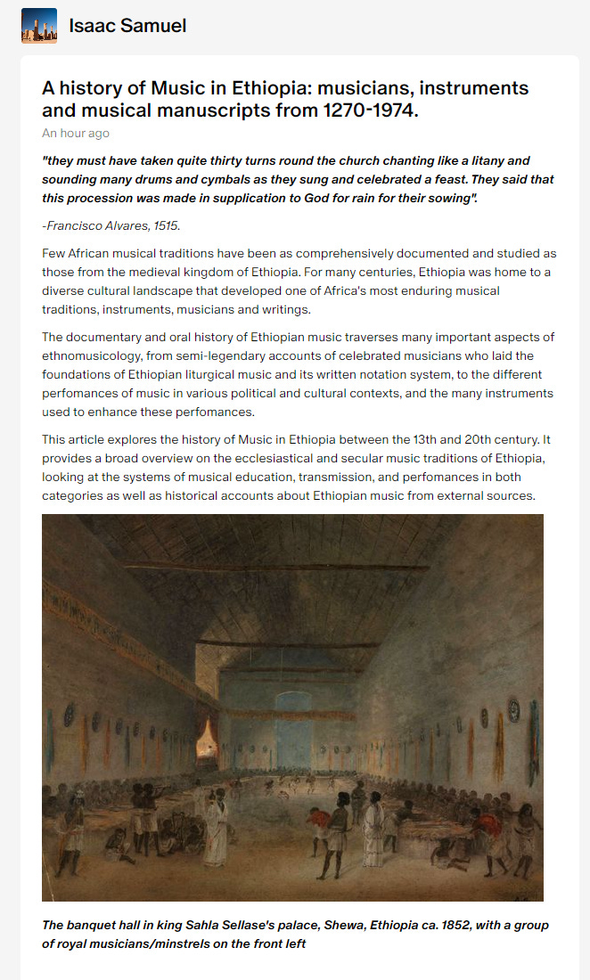 a brief note on the history of Music in Africa