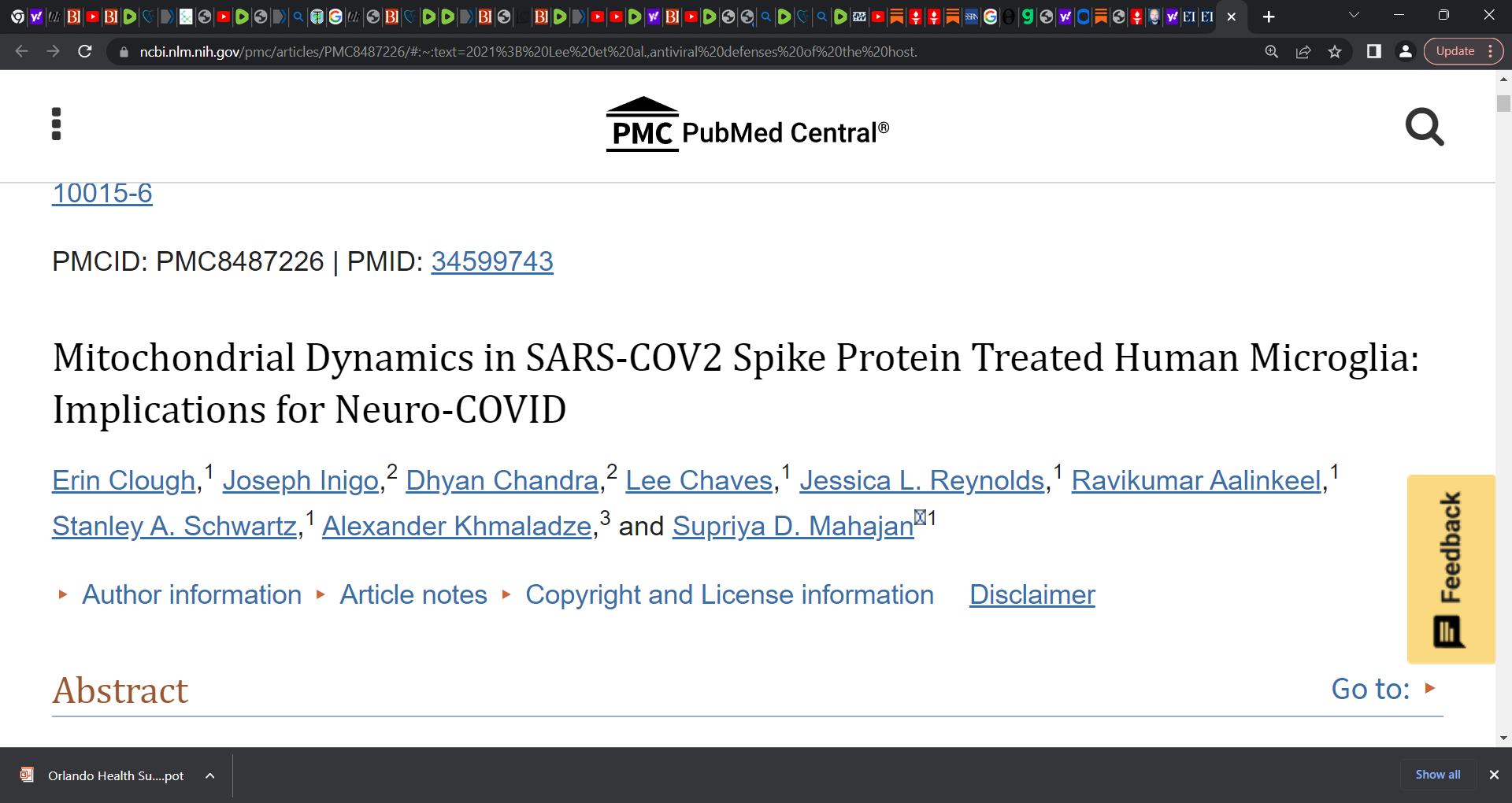 Spike protein (from mRNA shot or virus) may induce Mitochondrial damage ...