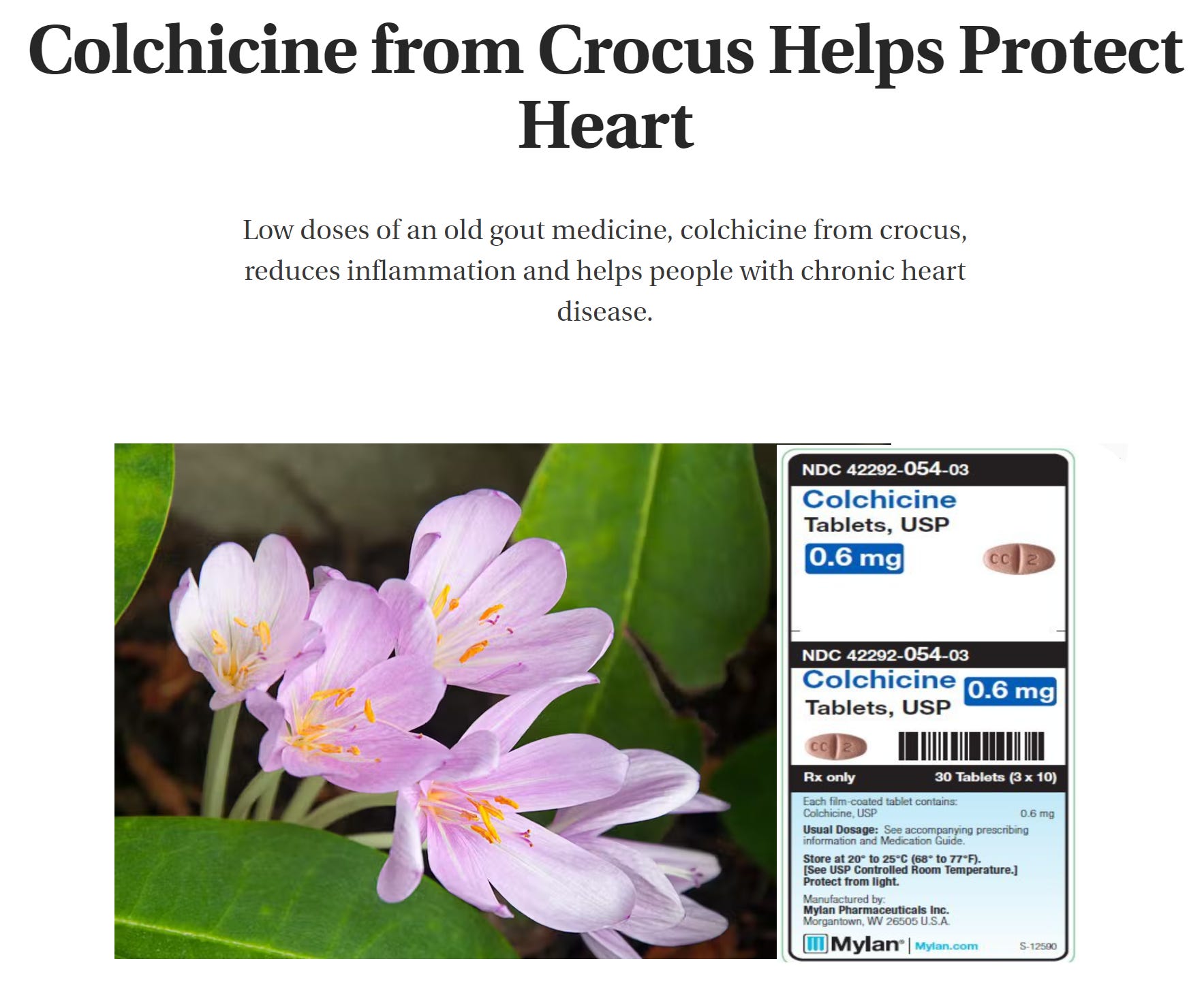 Colchicine Indicated for the Prevention of Atherosclerotic ...