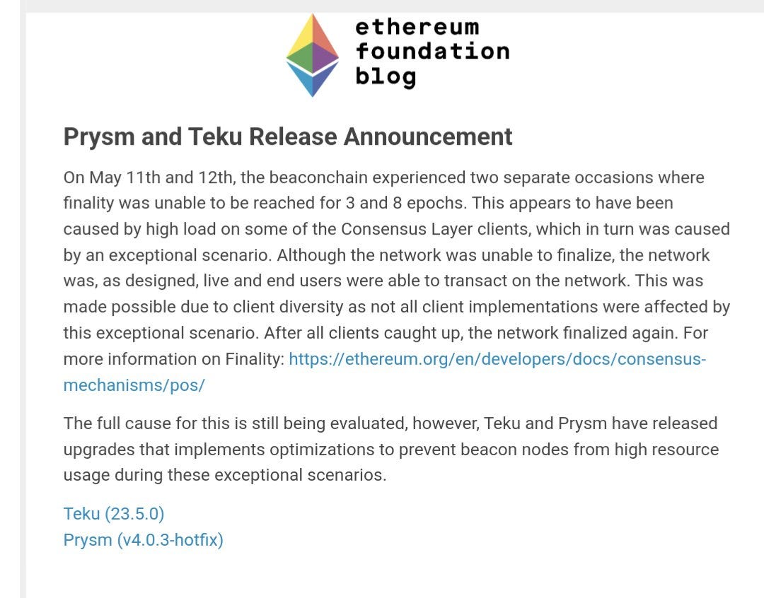 📜 【Week 2 of May 2023】以太坊信标链一周遇两次“最终性”问题；Worldcoin加入Optimism生态并推出应用“World App”； MakerDAO的Endgame ...