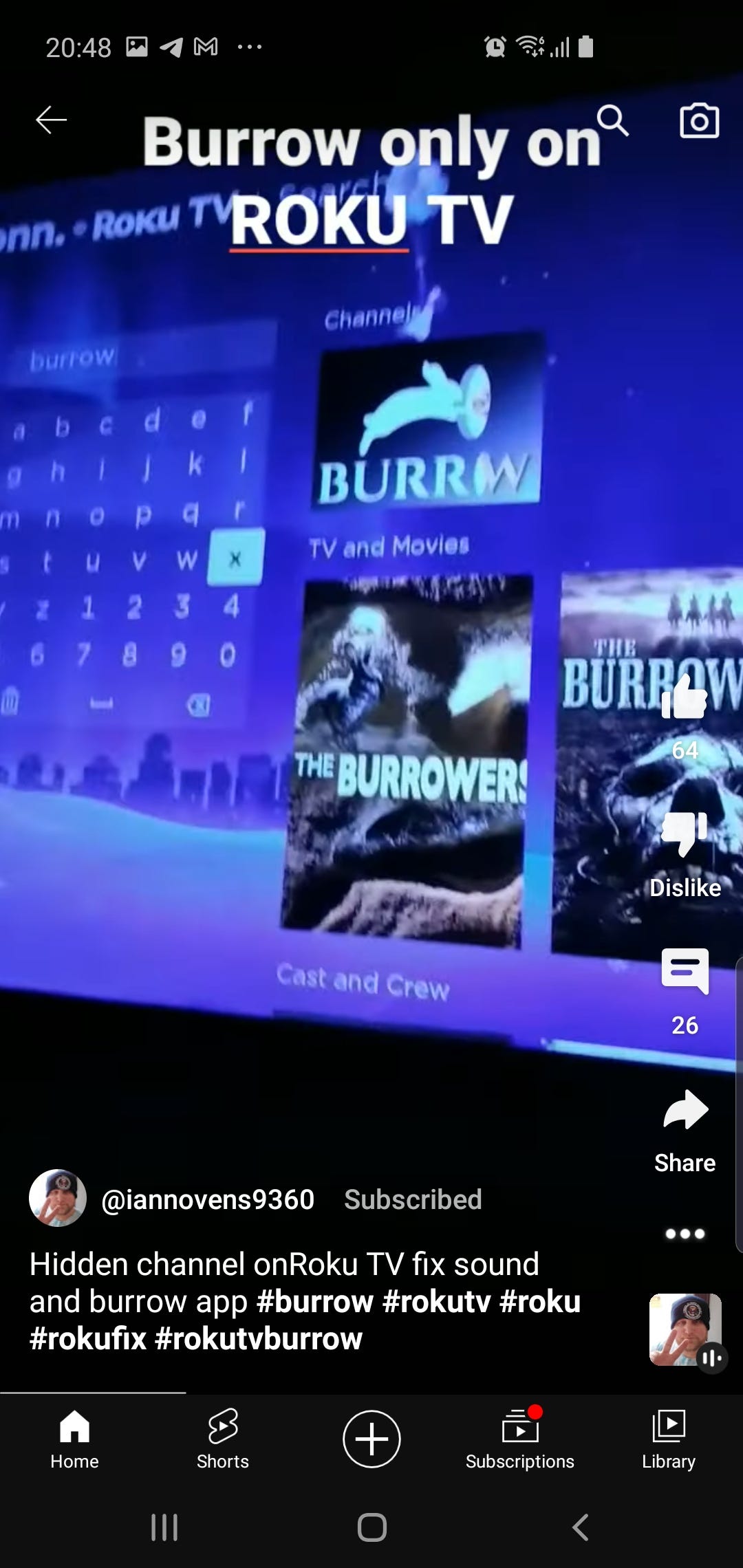Burrow - a hidden red pill tv App on Roku TV - by A. Peleg