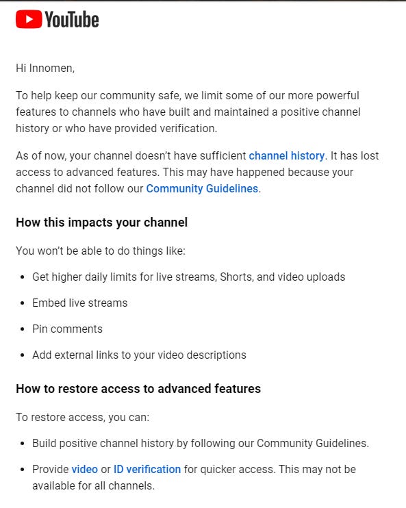 YouTube Censors Me AGAIN - by Innomen - Underlore