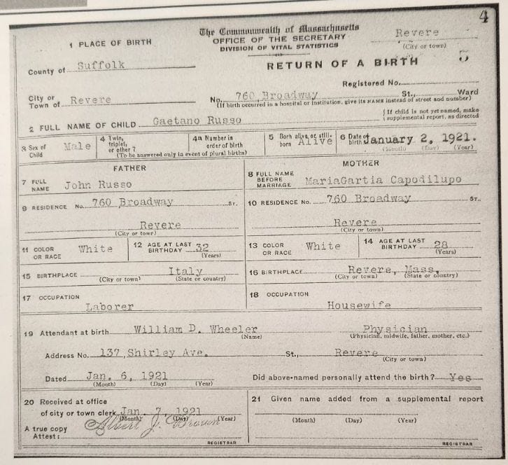 Day 13: Gaetano was born in America in 1921.