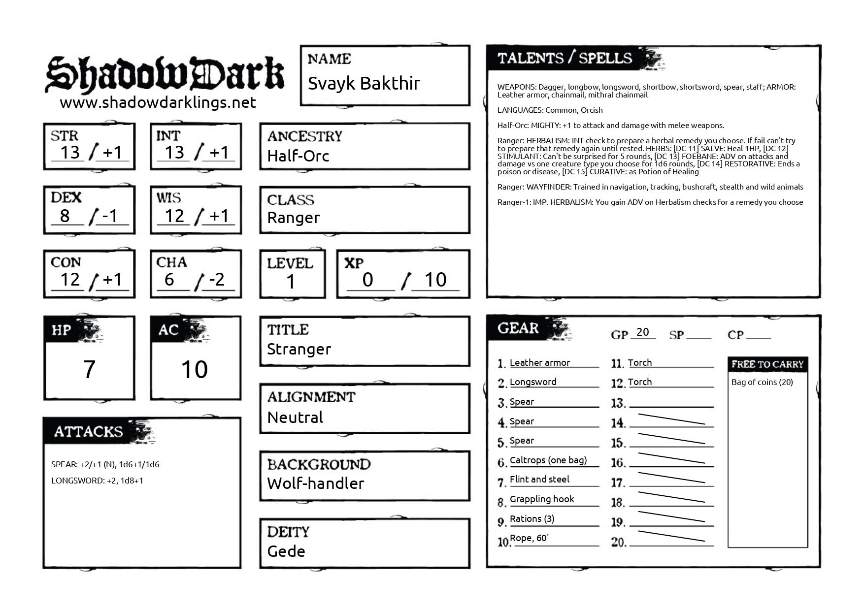 Day 16 - Svayk Bakthir, Half-Orc Ranger - by Azaule