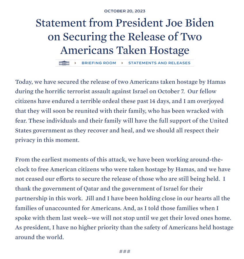 Statement from President Joe Biden on Securing the Release of Two ...
