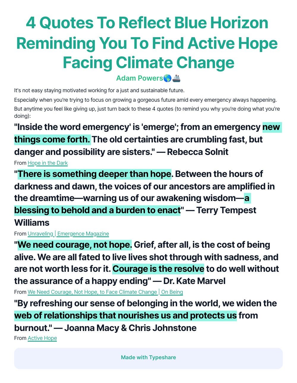 4 Quotes To Reflect Blue Horizon Reminding You To Find Active Hope ...