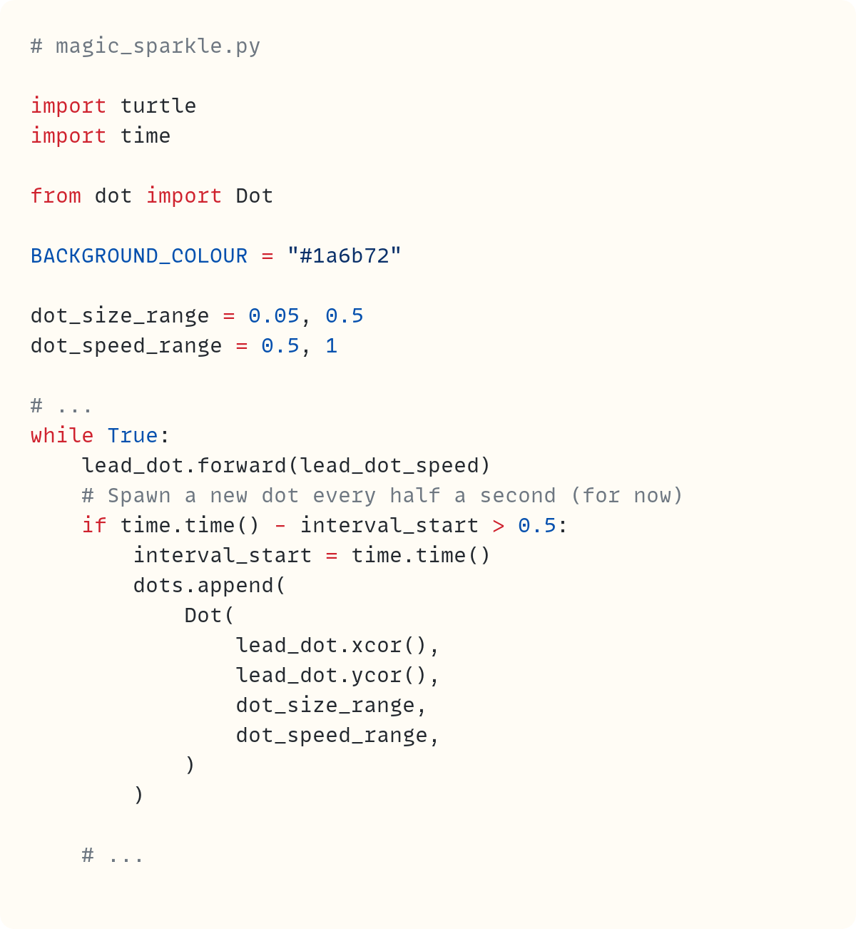 A Touch of Randomness Makes The Magic Sparkle • A Python `turtle` Animation