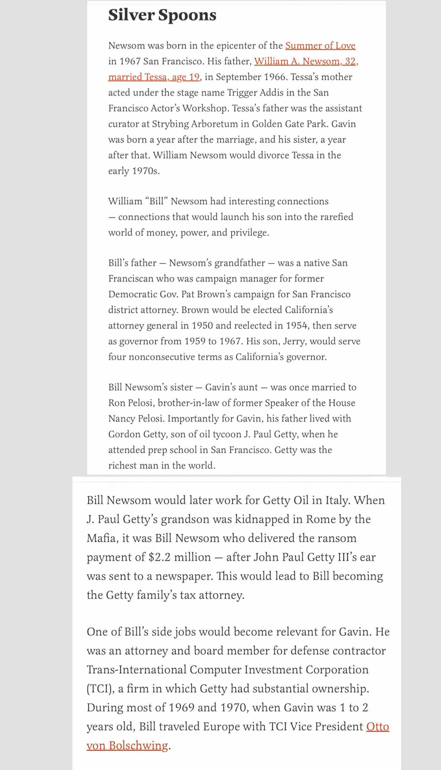 Born with Silver Spoons. CA gov Gavin Newsom: Groomed From Birth ...