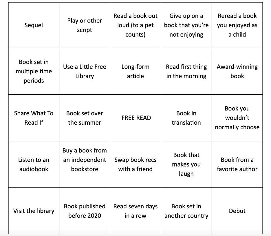 2023 adult summer reading bingo - by Elizabeth