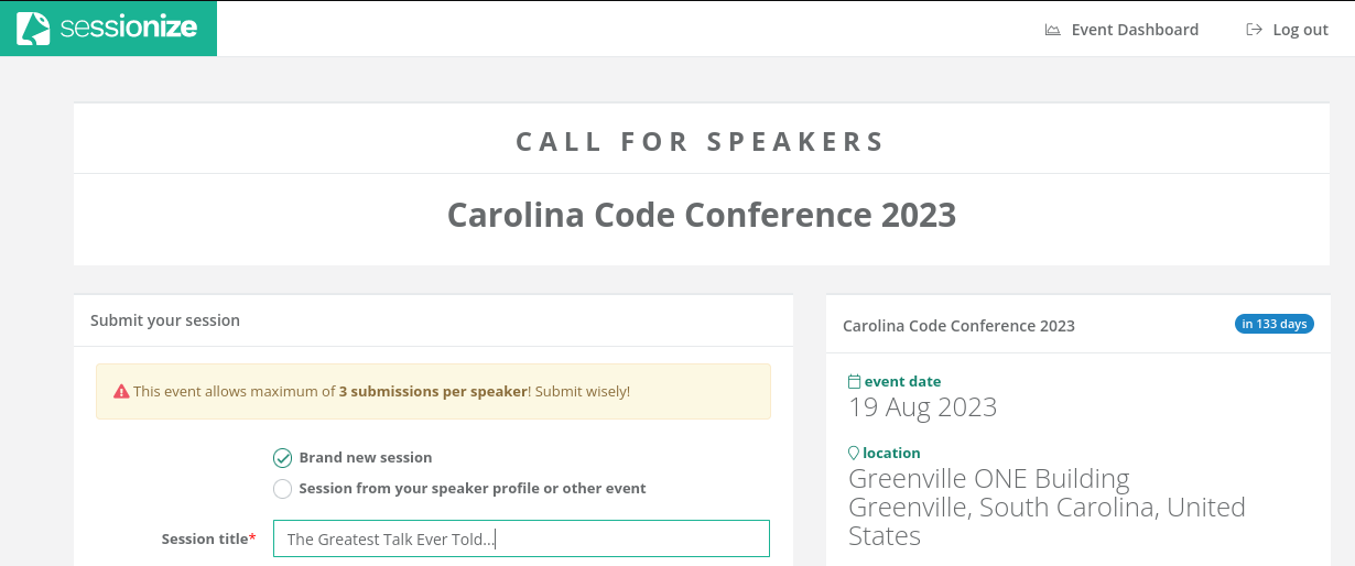 Call for Speakers is now open! | Carolina Code Conference