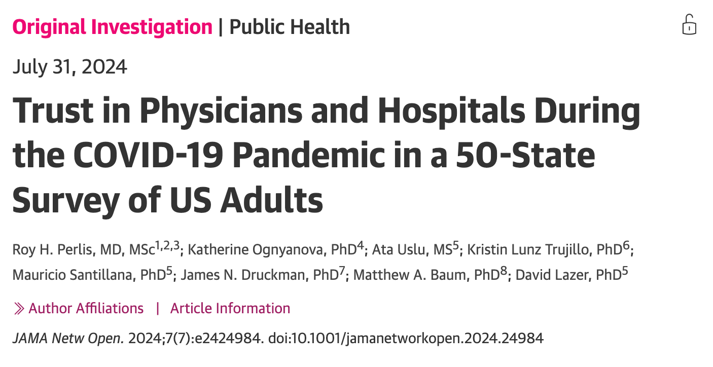 Trust in doctors and hospitals is down;