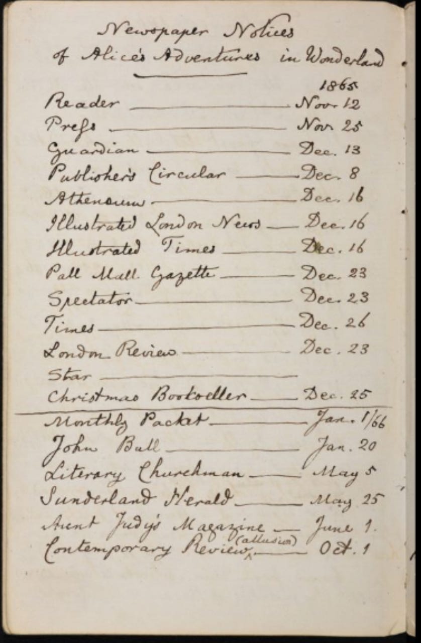 P.S. Lewis Carroll's Alice Notes - by Jillian Hess - Noted