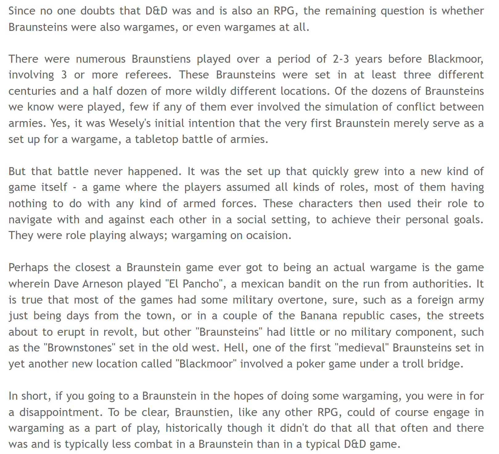 D&D Isn't a Wargame - Part 1 - by Diogenes