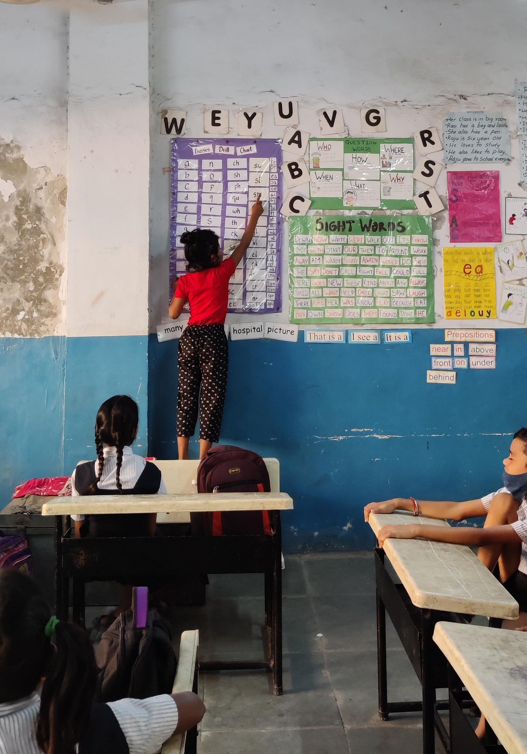 Teaching in a government classroom - by Shreya Goel