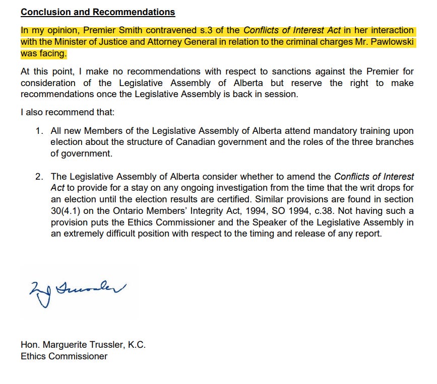 Ethics Commissioner finds Alberta Premier Danielle Smith violated the ...