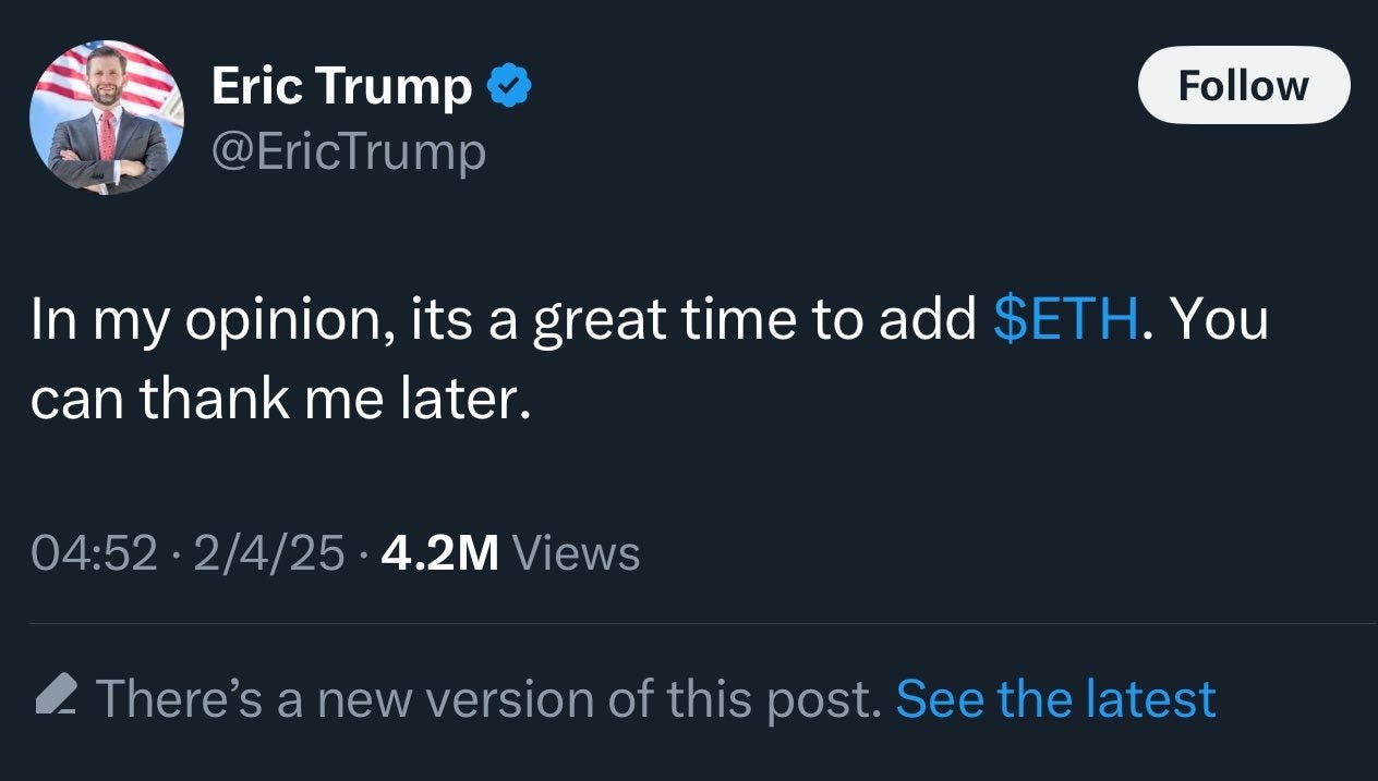 Why is the Trump family buying Ethereum? - by Duo Nine⚡YCC Why is the Trump family buying Ethereum? - by Duo Nine⚡YCC