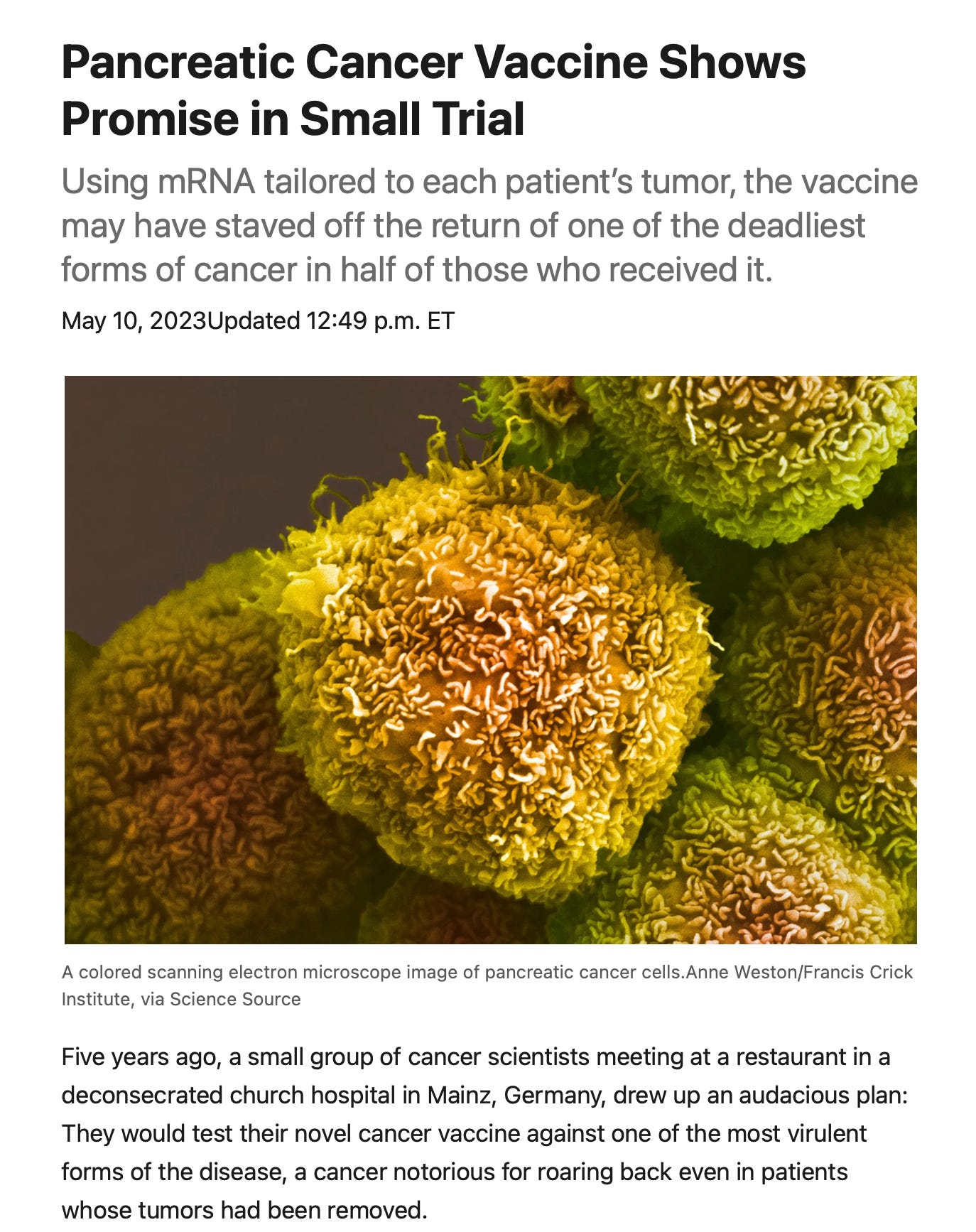 A one-two punch against pancreatic cancer - by Eric Topol