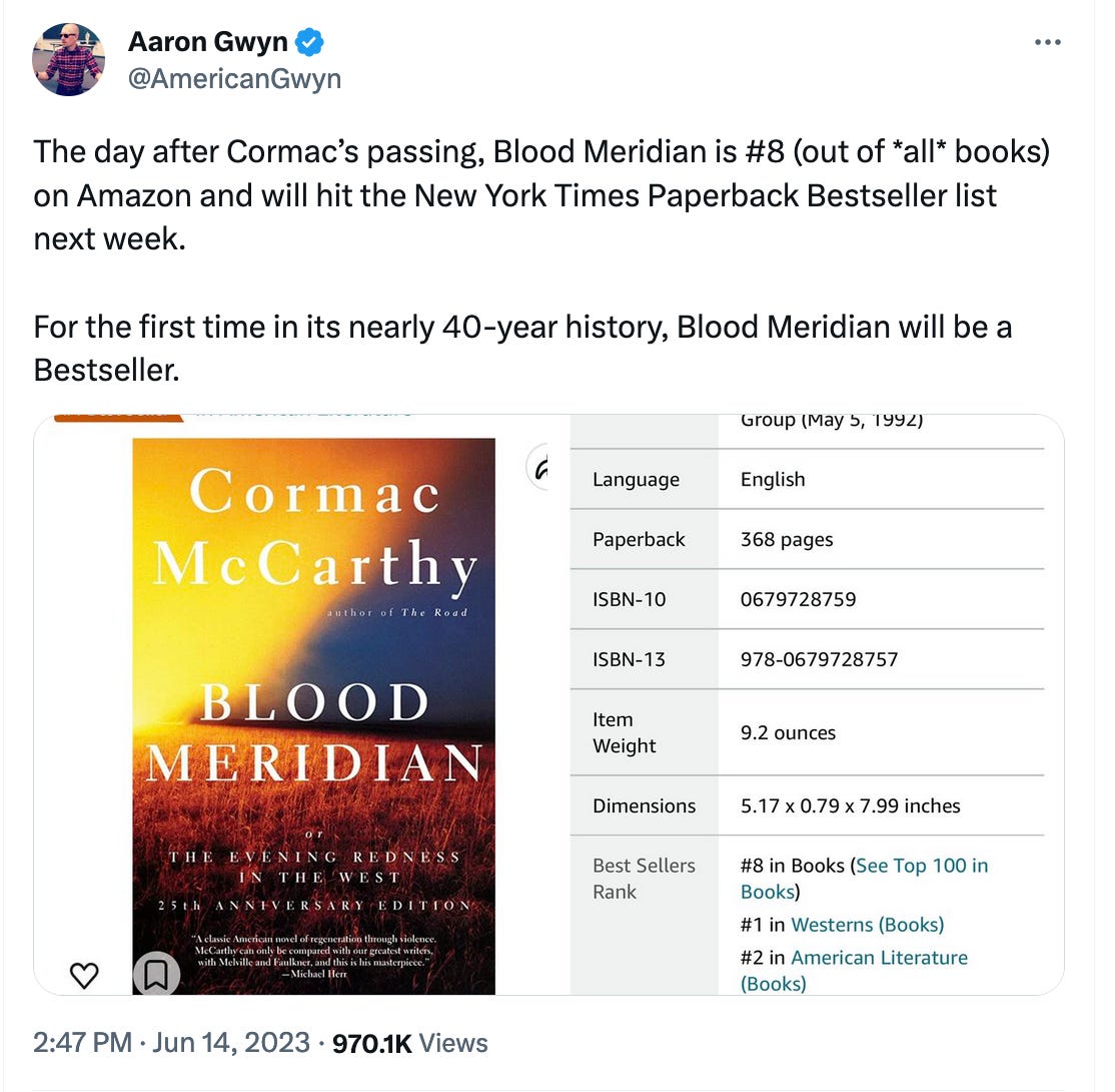 The Final Triumph of Cormac McCarthy (1933-2023)