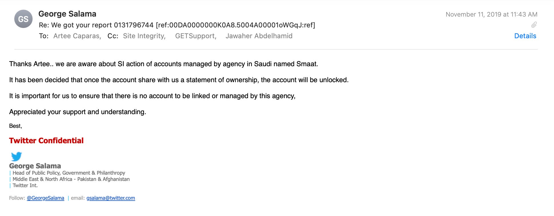 Twitter Minimized Saudi Spy Infiltration, New Emails Show