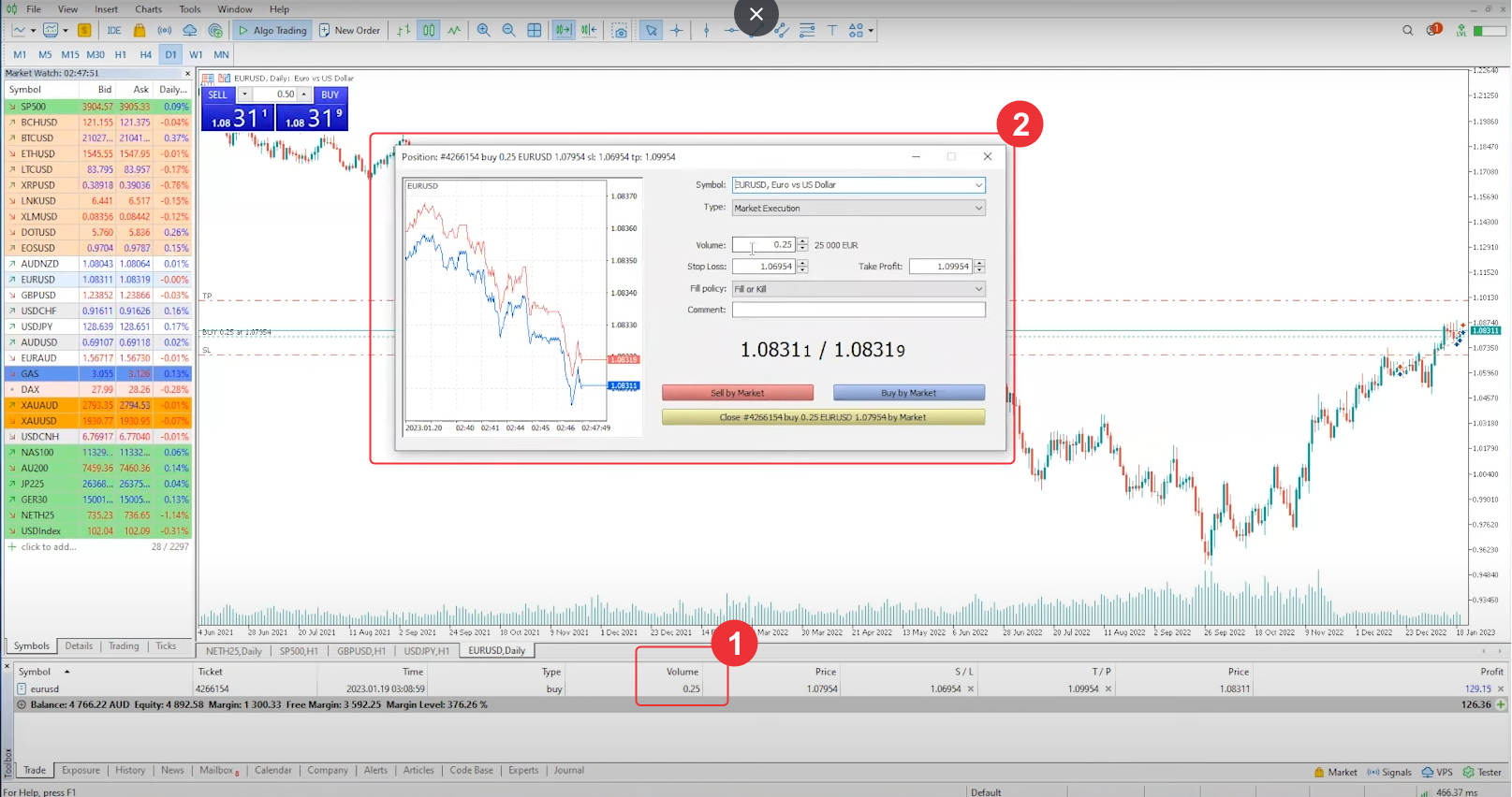 Metatrader 5 платформ дээр хэрхэн нээсэн арилжаагаа таллаж хаах вэ?