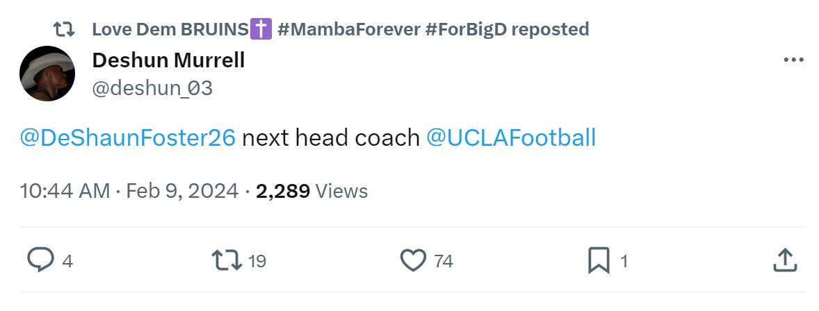 UCLA Running Back Wants DeShaun Foster as New Head Coach