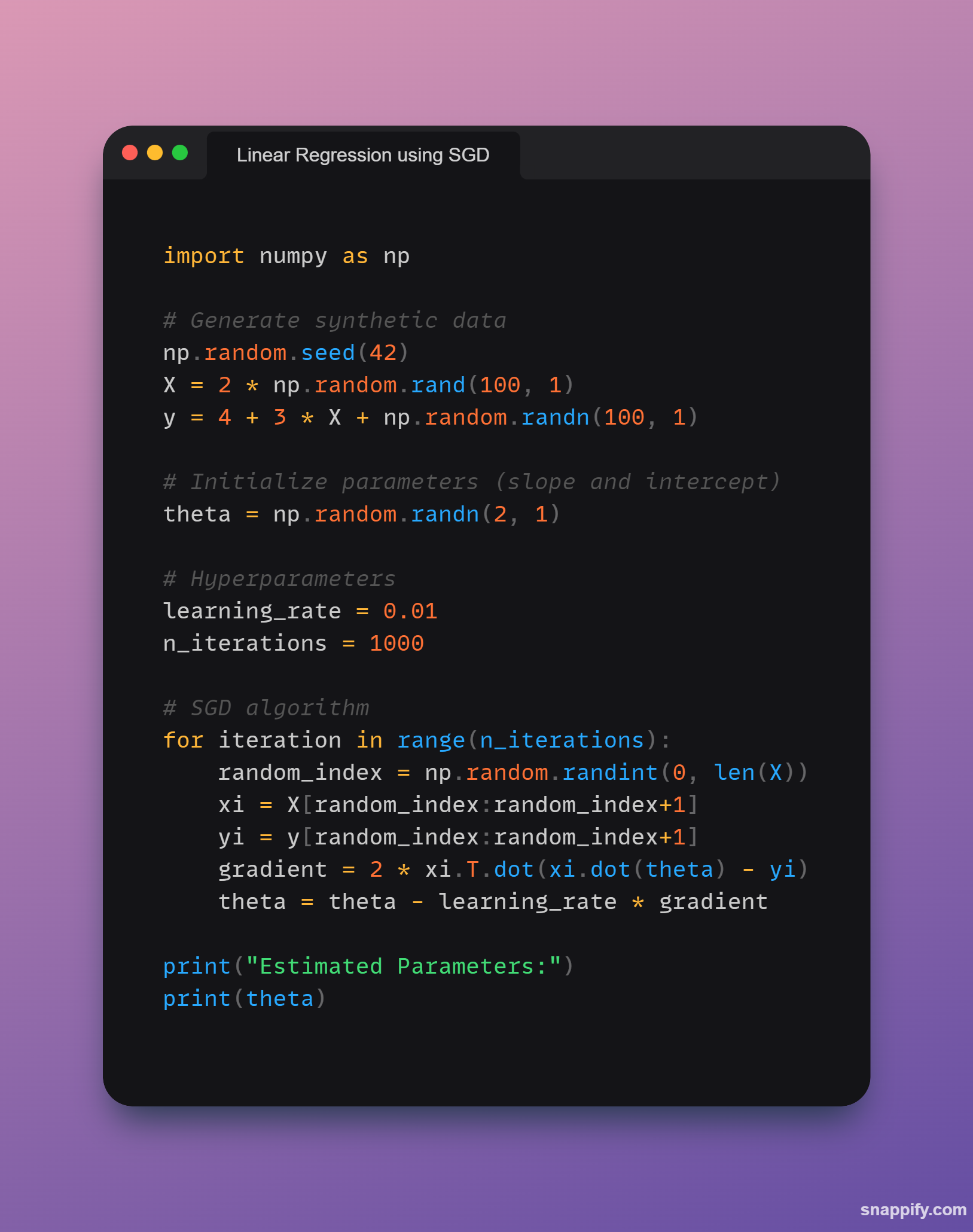 On the Stochastic Gradient Descent Algorithm (SGDA)