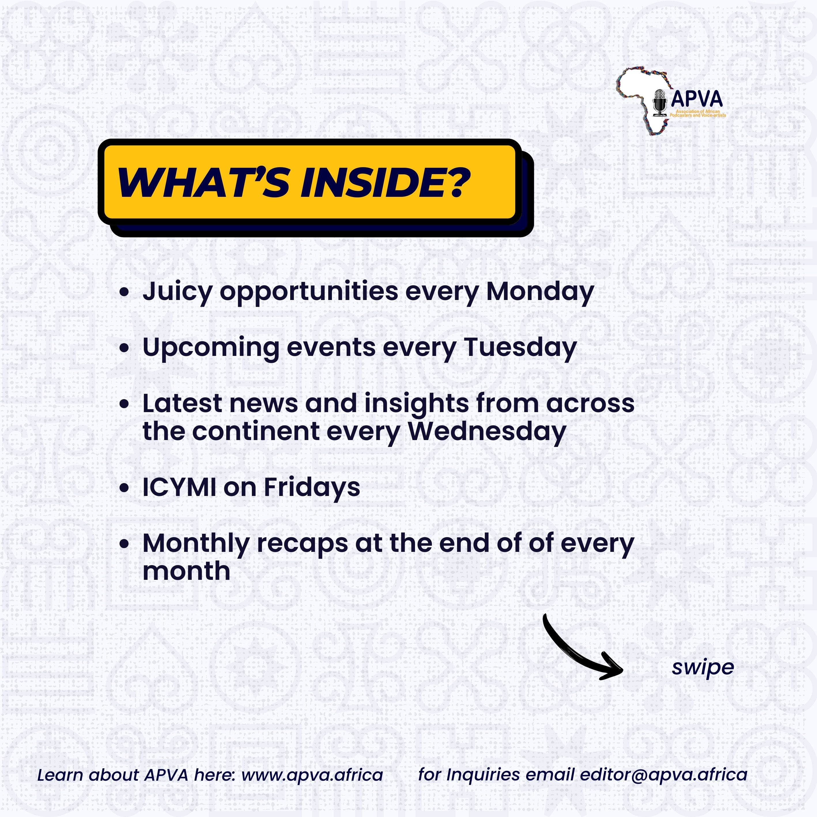 Opportunity Board: #1 - APVA Editor