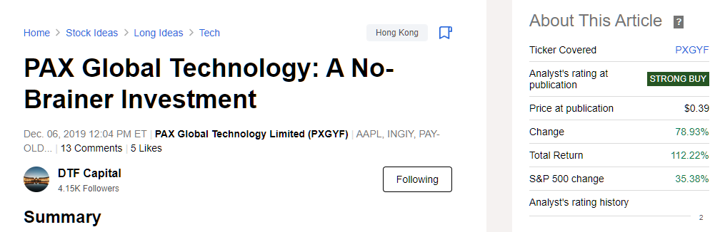 Pax Global - 2nd Largest Payment Terminal Producer Trading Cheaply, But ...
