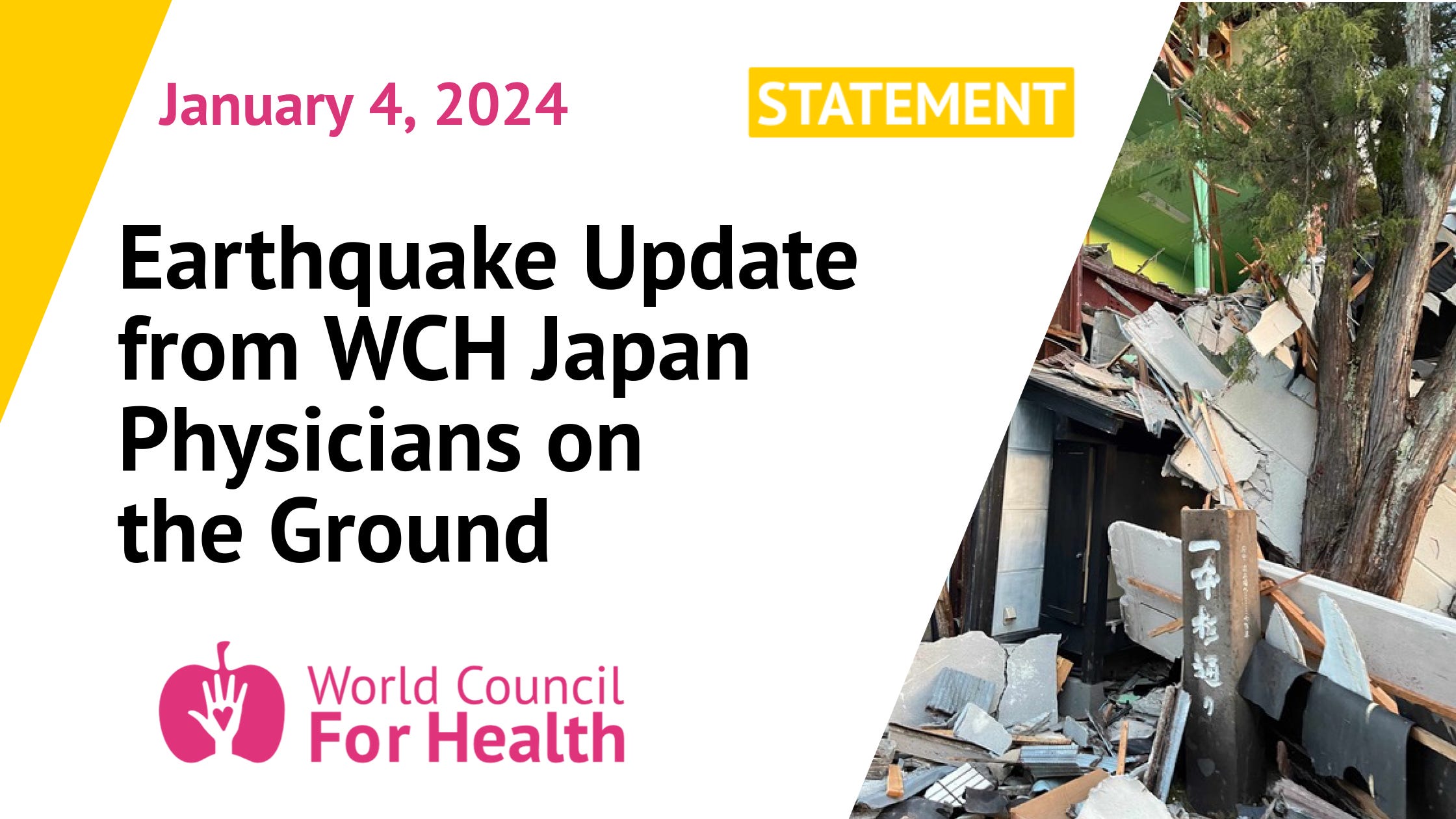 Japan Earthquake Update from WCH Japan Physicians on the Ground
