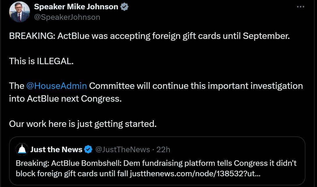ActBlue Accepts Foreign Giftcard Donations