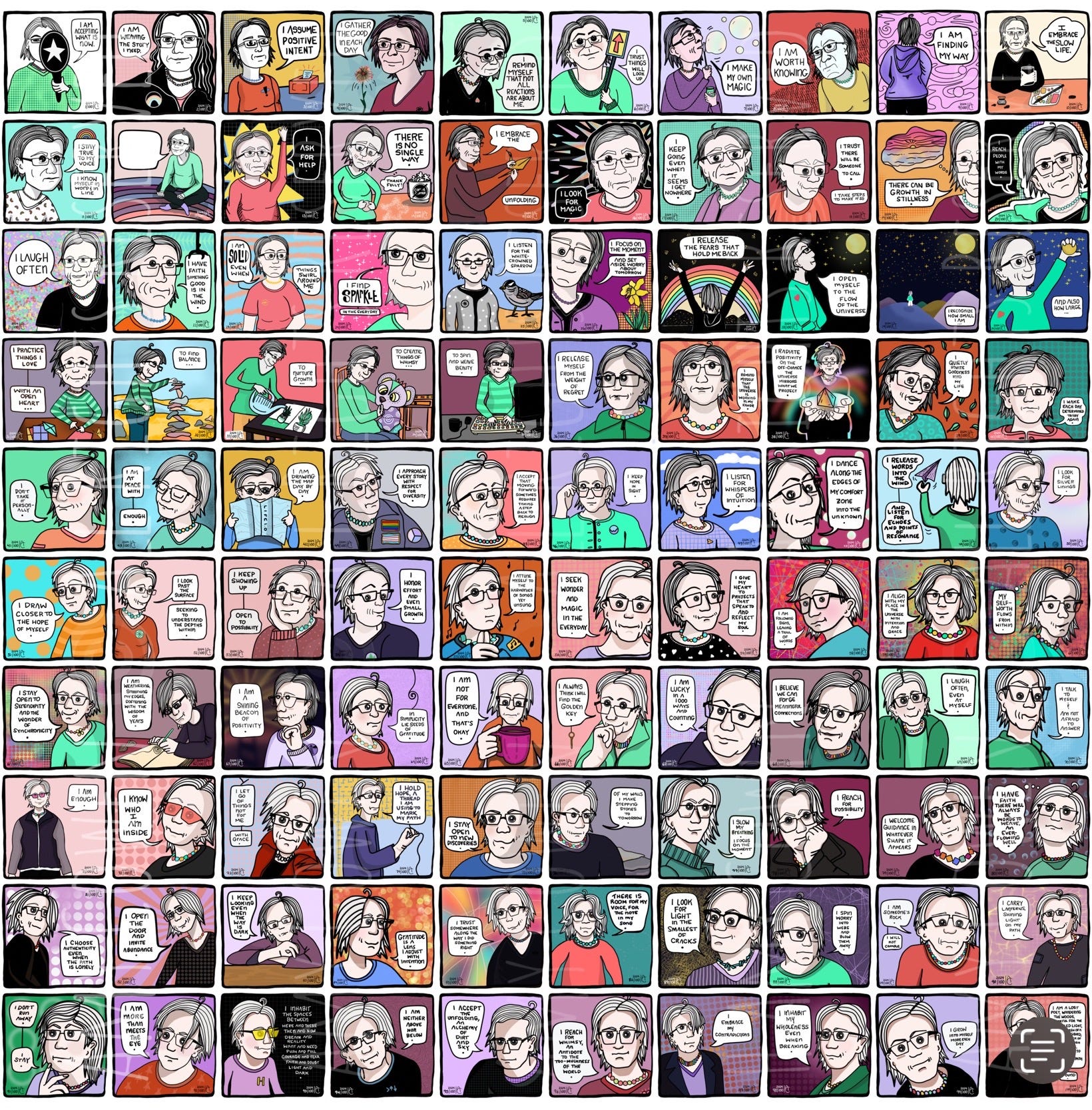 Positively - 100 Diary Comic Affirmations - by Amy Cowen