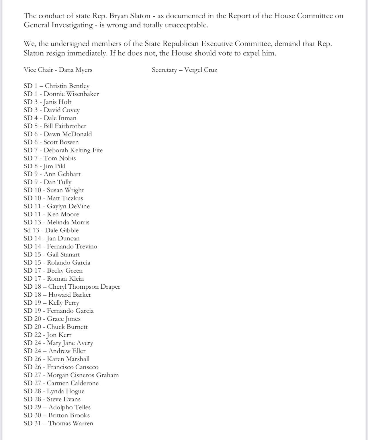 The SREC Members That Didn’t Sign the Call for Slaton’s Resignation