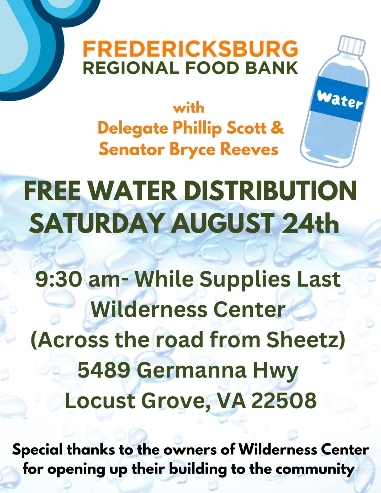 Fredericksburg Food Bank, Del. Scott, and Sen. Reeves to Deliver Water ...