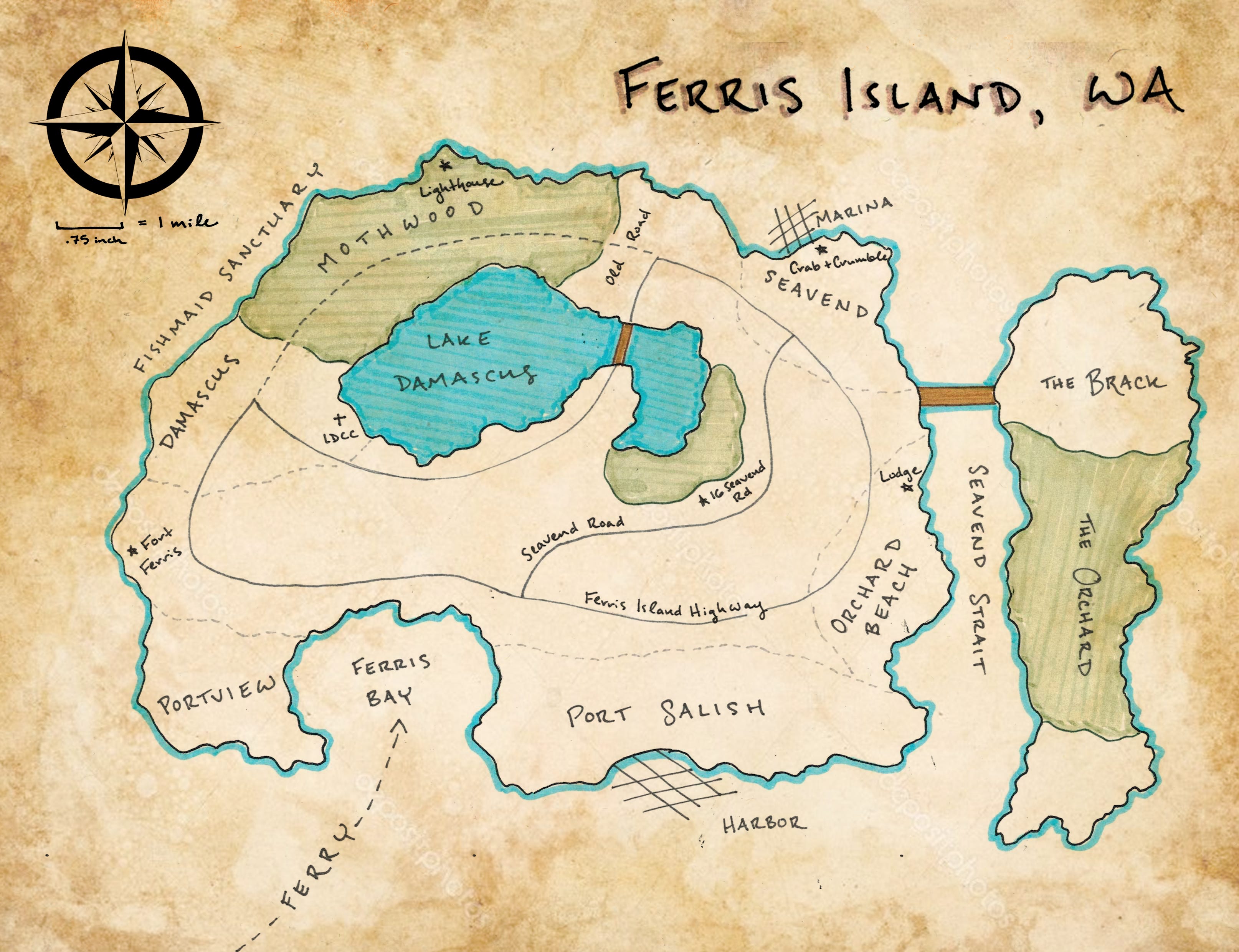 Ferris Island Map & Info - by S.E. Reid - Talebones