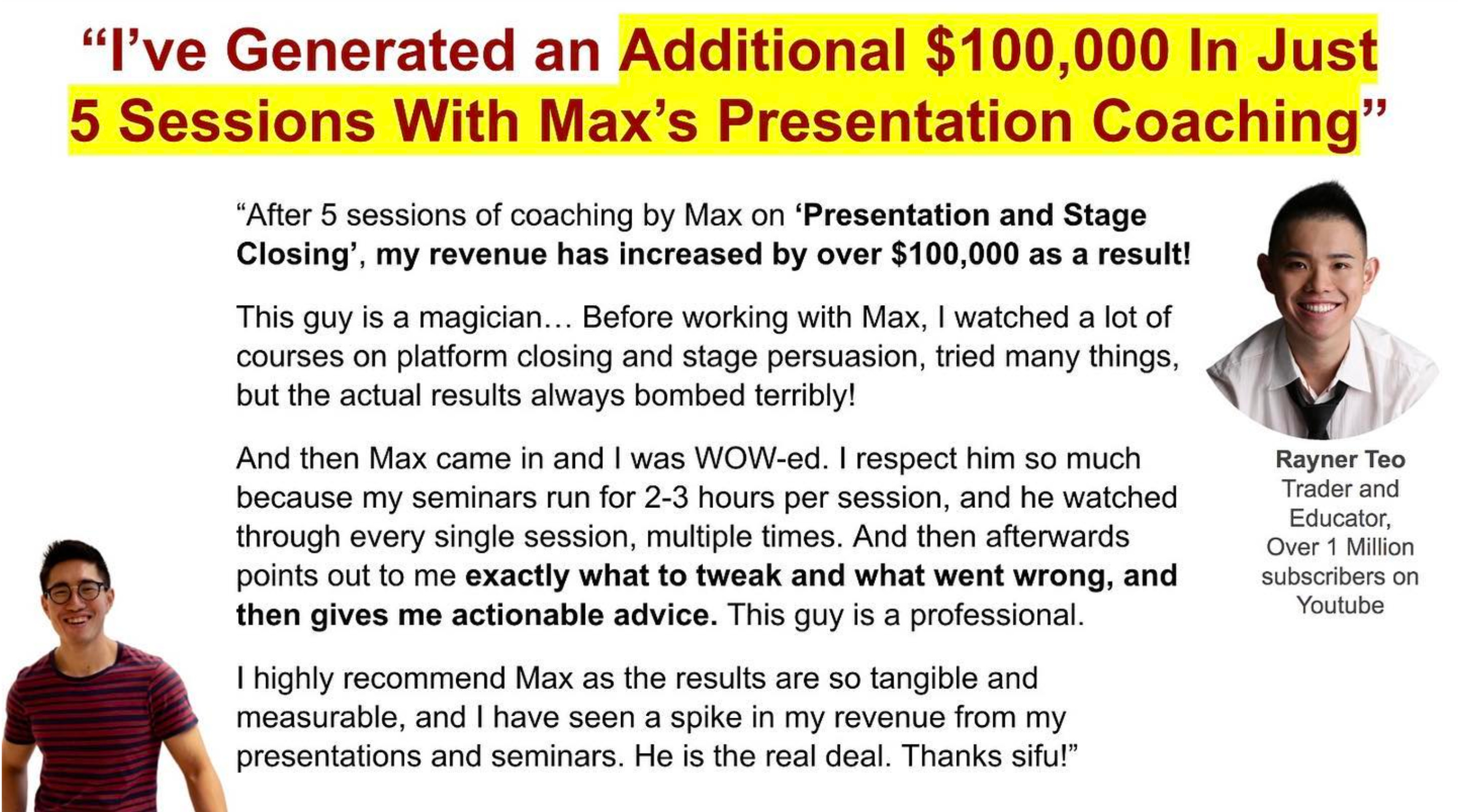 Client Results - by Max Koh