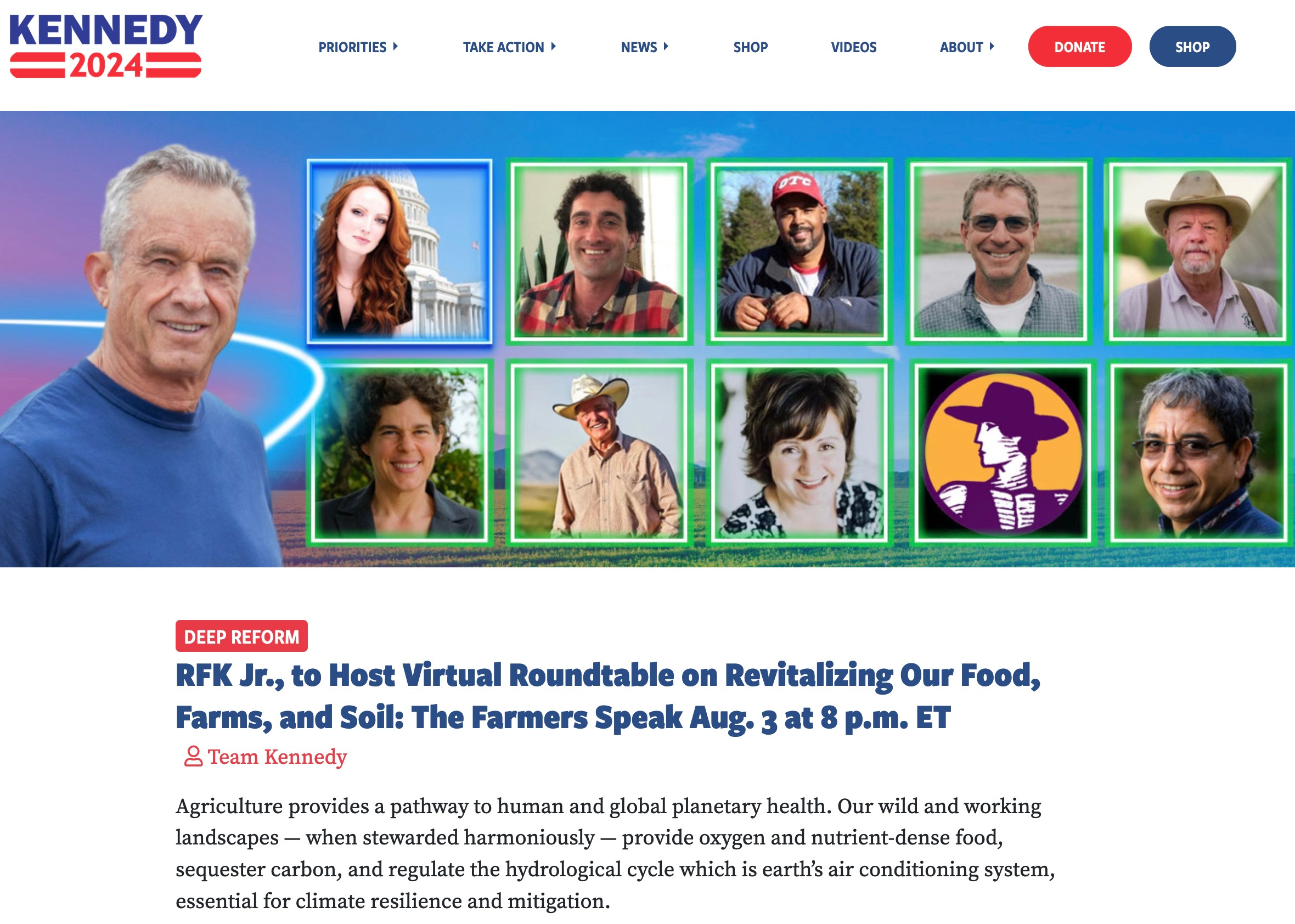 TOM'R: RFK Jr., to Host Virtual Roundtable on Revitalizing Our Food ...