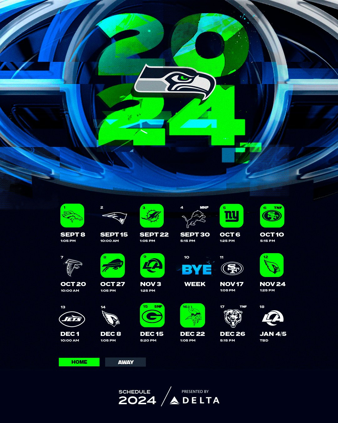 Seahawks 2024 schedule: Primetime games, opponents, more