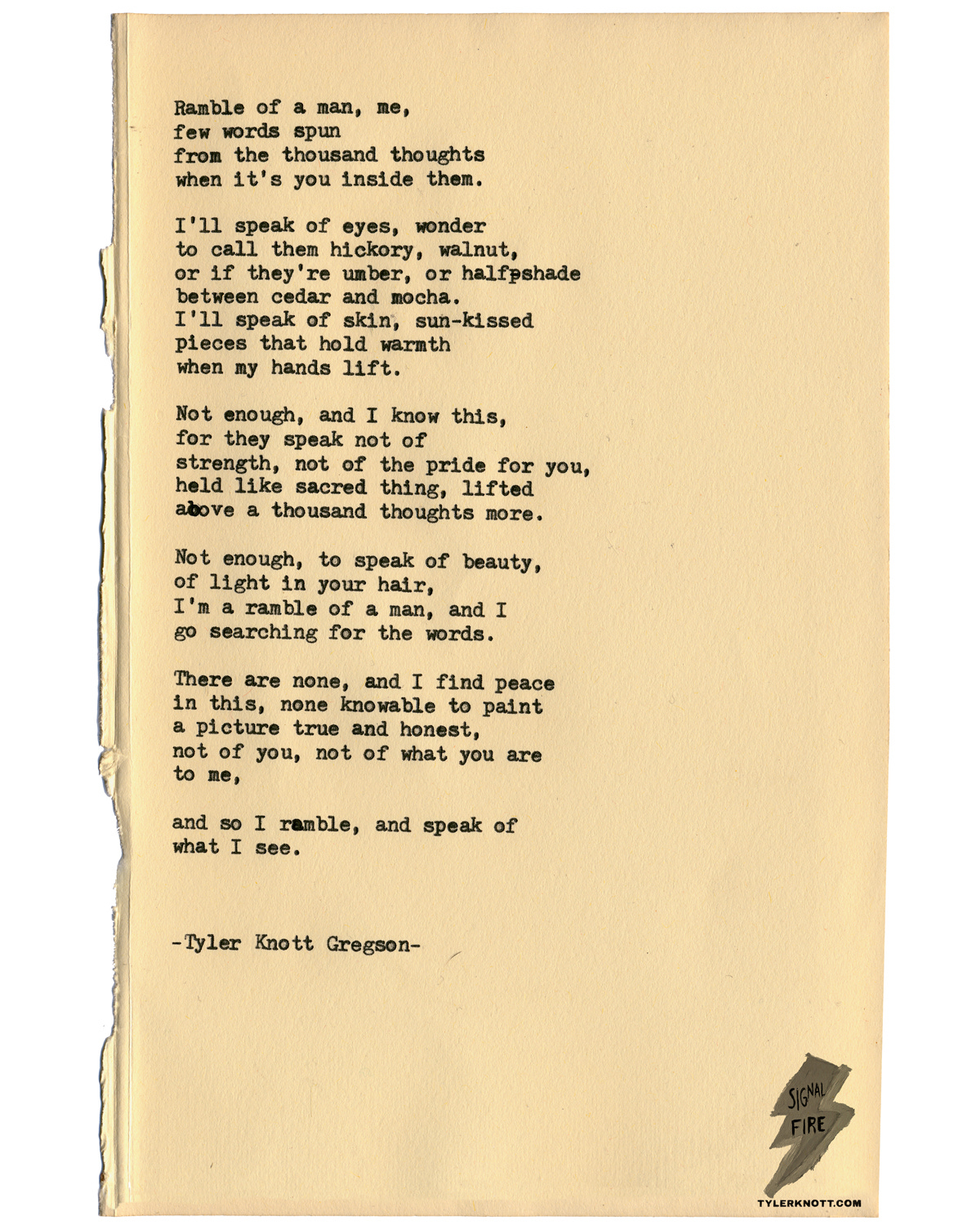 Ramble of a Man, Me - Brand New Typewriter Series Poem