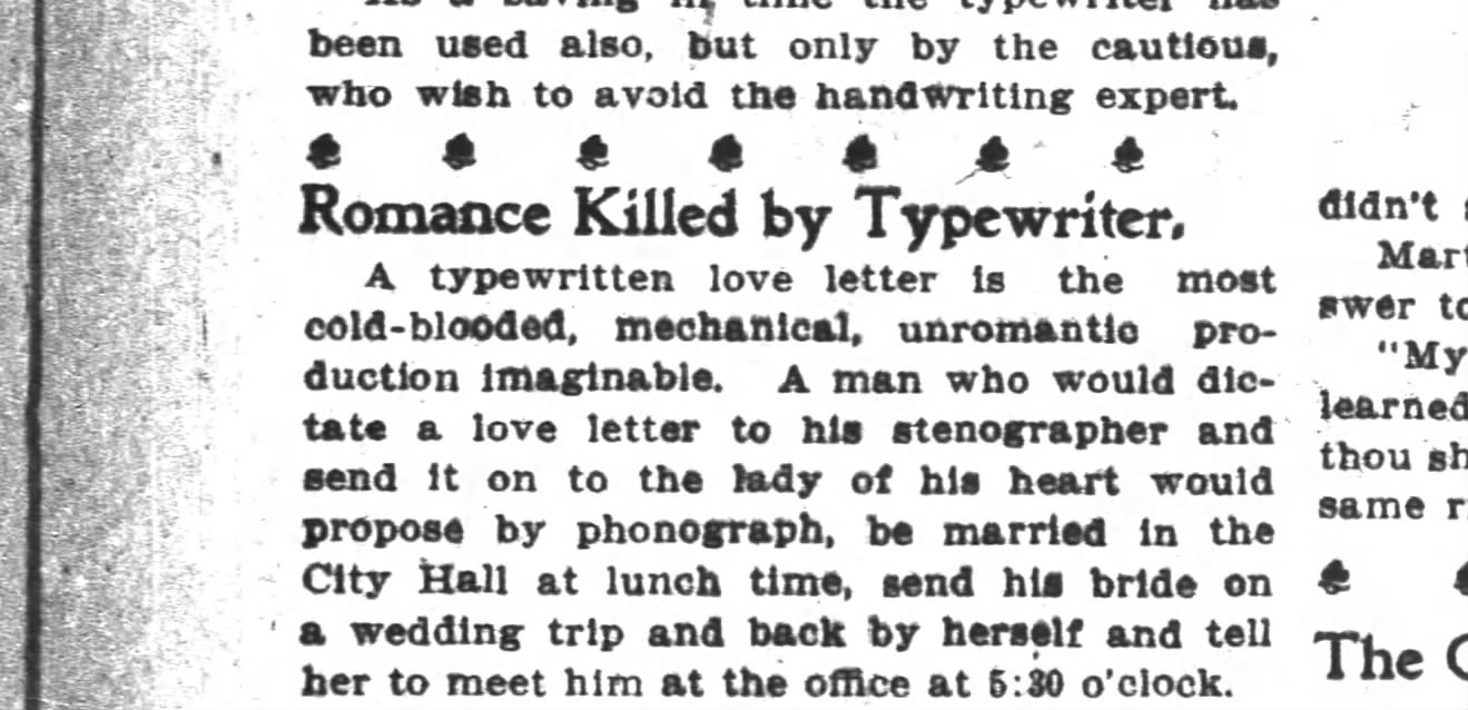 When Typewriters 'Killed Romance'