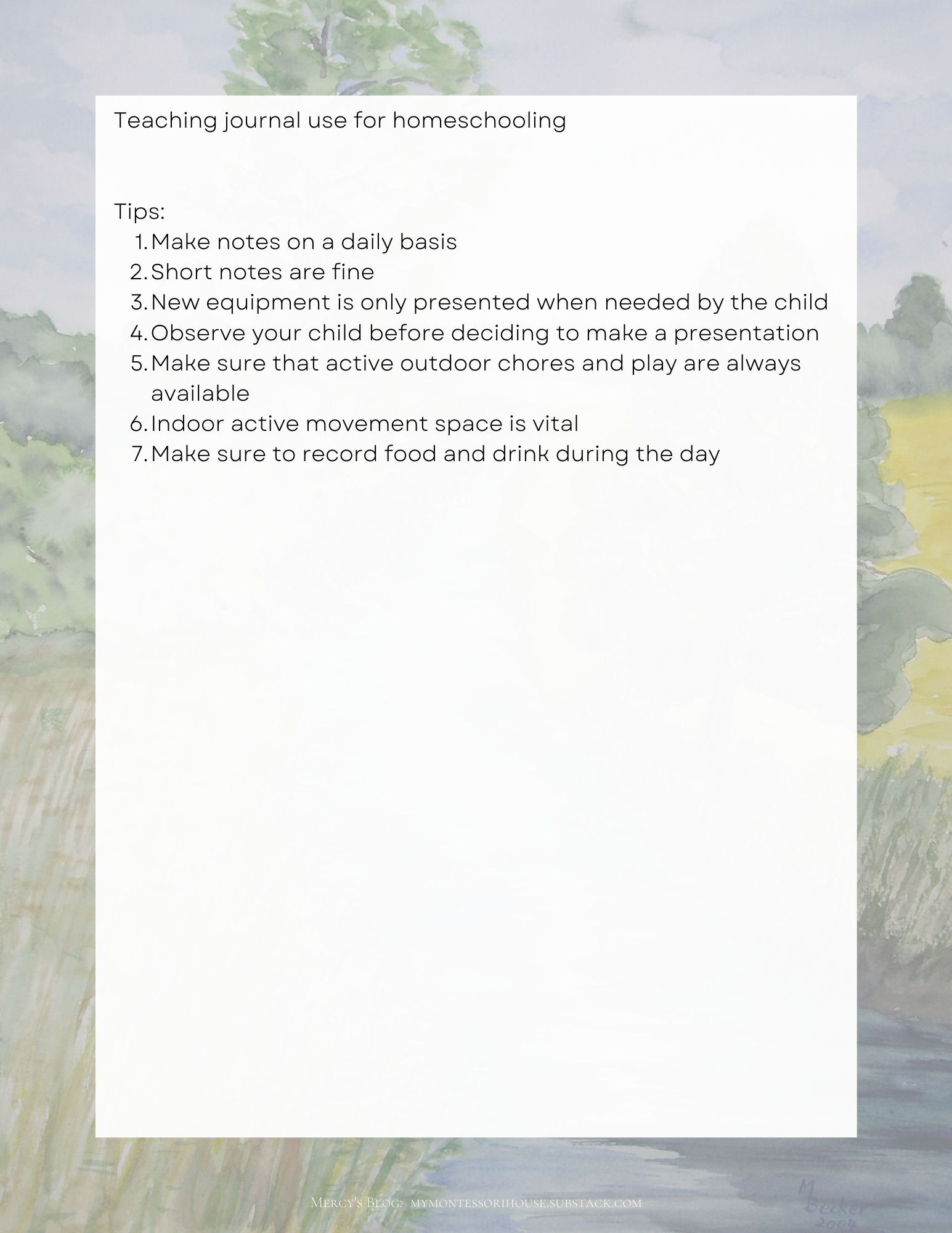 Montessori Teaching Journal 2024 - by Mercy