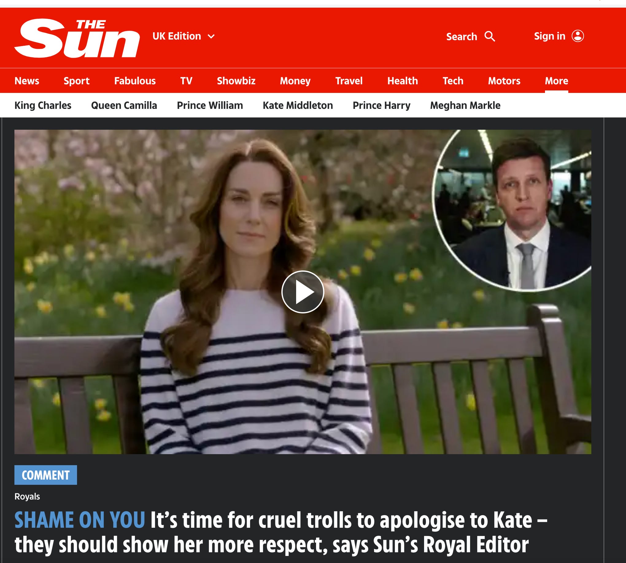 THERE'S KATE ON A BENCH WITH CANCER. CASE CLOSED. NO MORE QUESTIONS ...